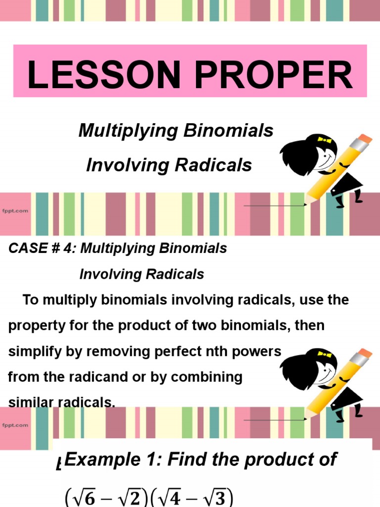 Multiplying and Dividing Radical Binomials | PDF