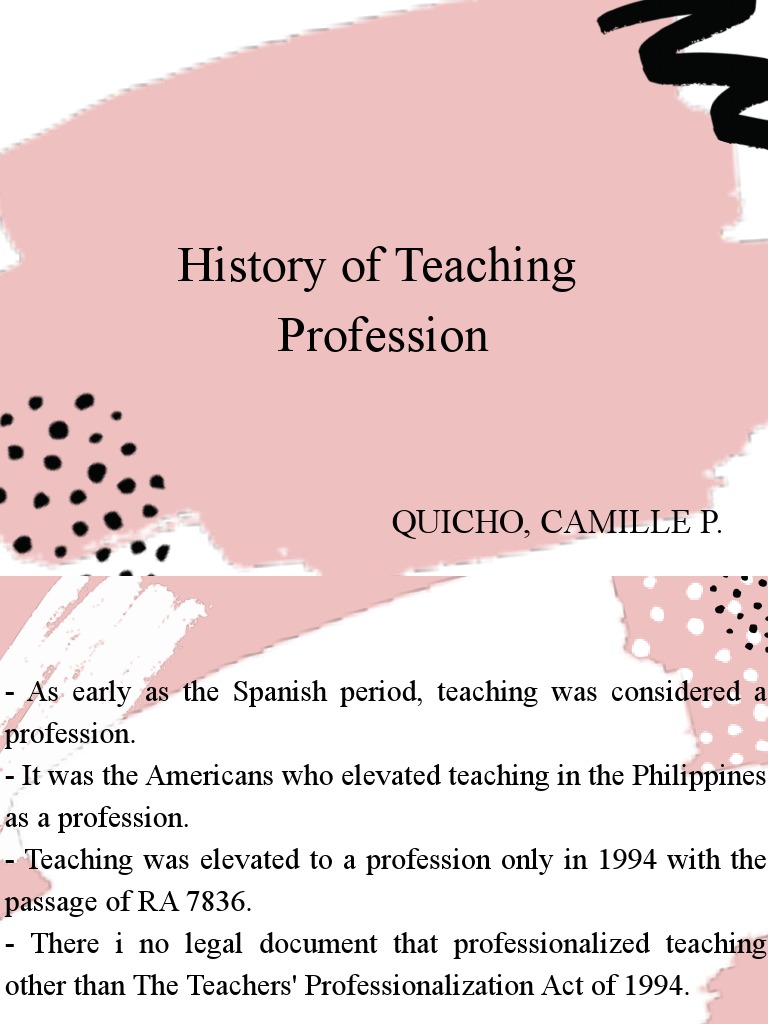 History of Teaching Profession Quicho | PDF | Philippines | Teachers