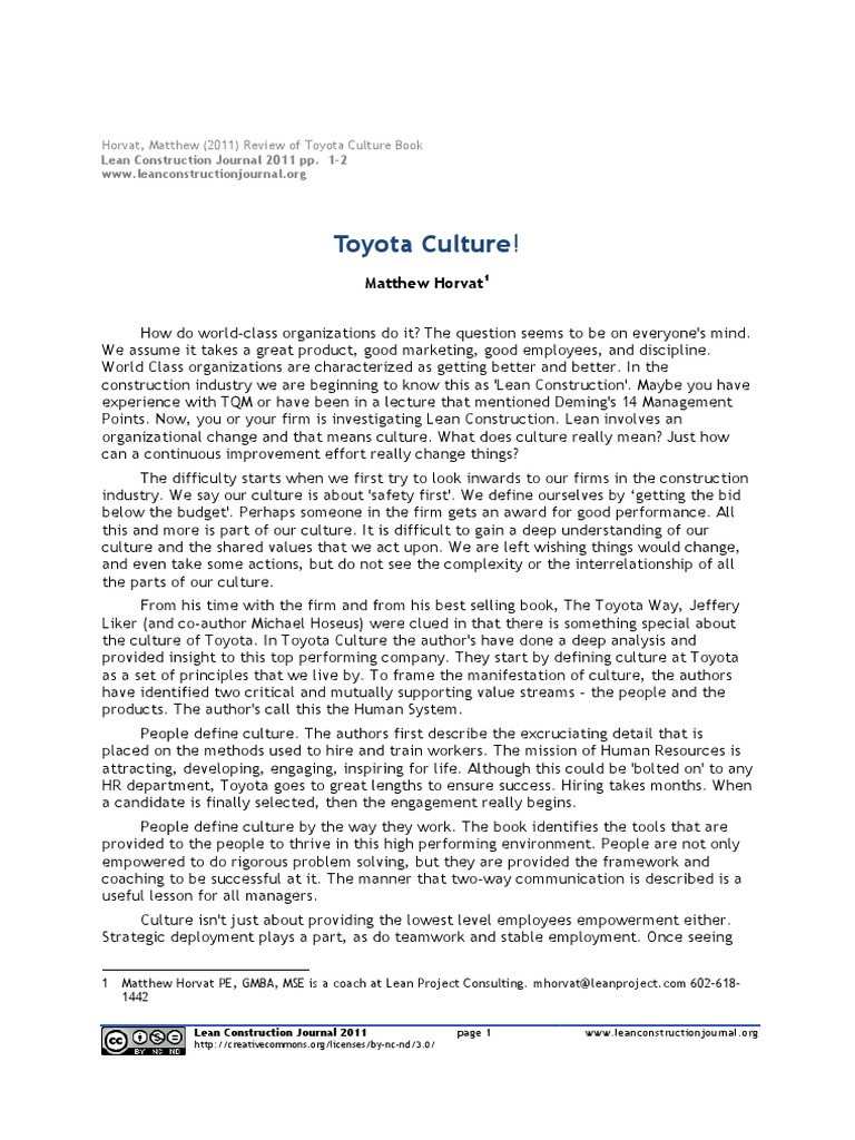 Toyota Culture | PDF | Communication | Business