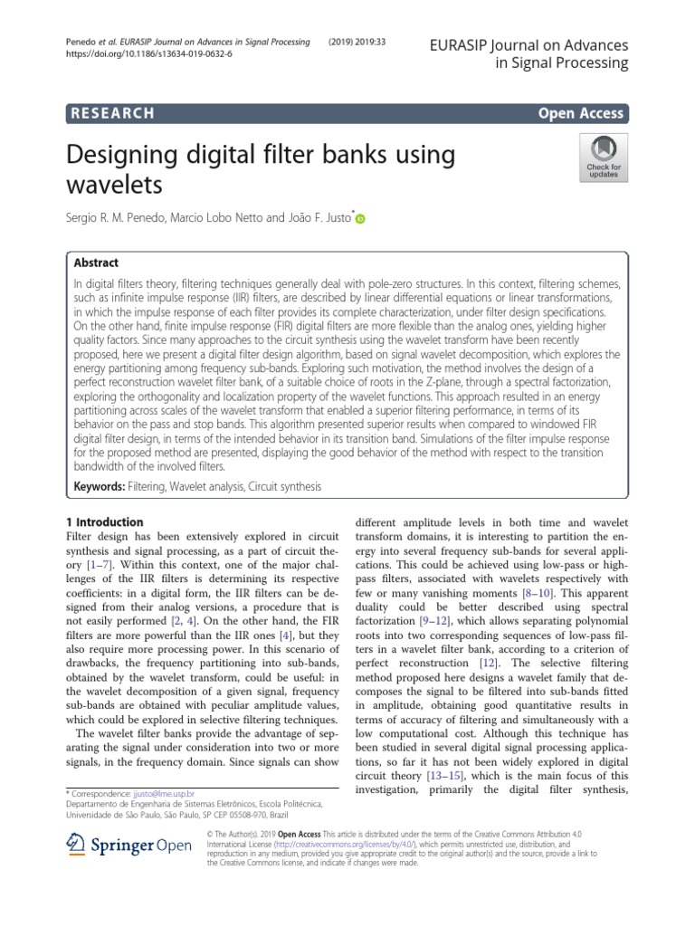 Designing Digital Filter Banks Using Wavelets | PDF | Wavelet | Low ...