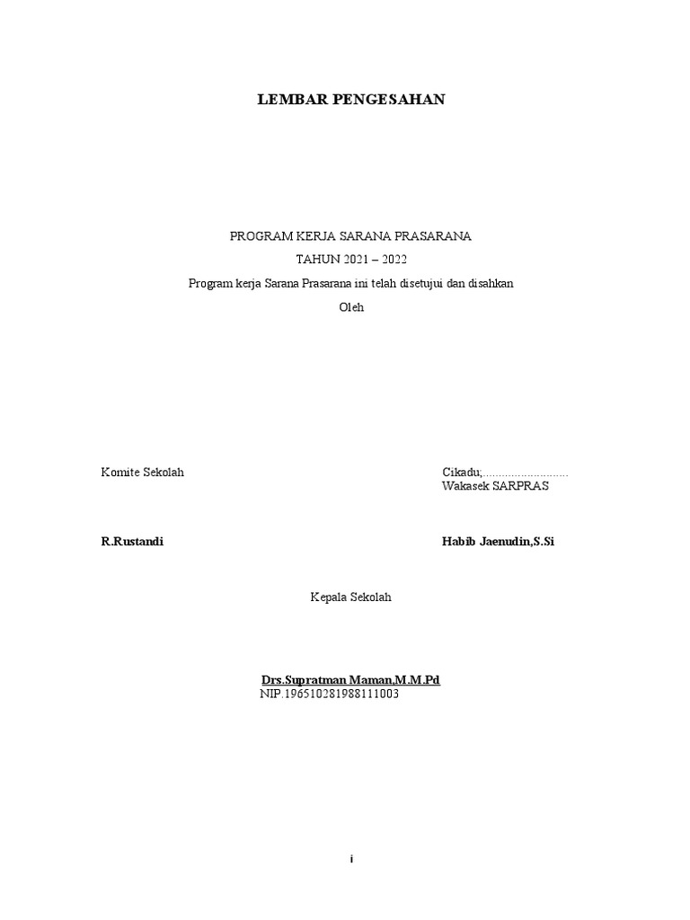Program Kerja Sarpras Contoh | PDF