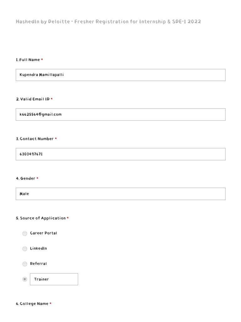 HashedIn by Deloitte - Fresher Registration For Internship & SDE-1 2022 ...