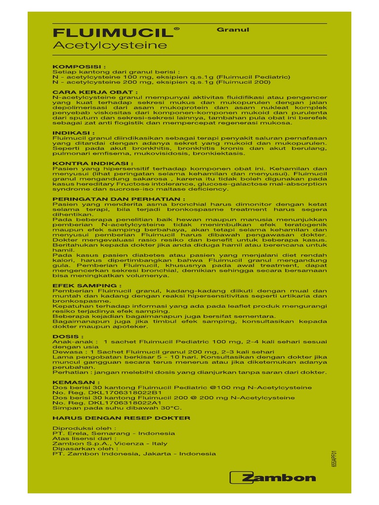 Brosur Fluimucil Granule 200 MG | PDF