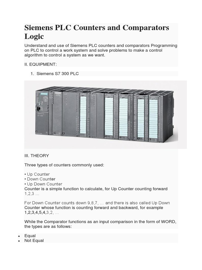 Siemens PLC Counters and Comparators Logic | PDF | Function (Mathematics) | Programmable Logic ...