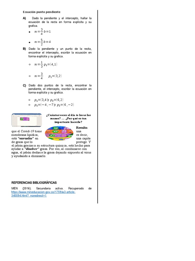 Ecuación Punto Pendiente | PDF
