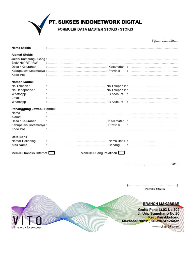 Formulir Master Stokis | PDF