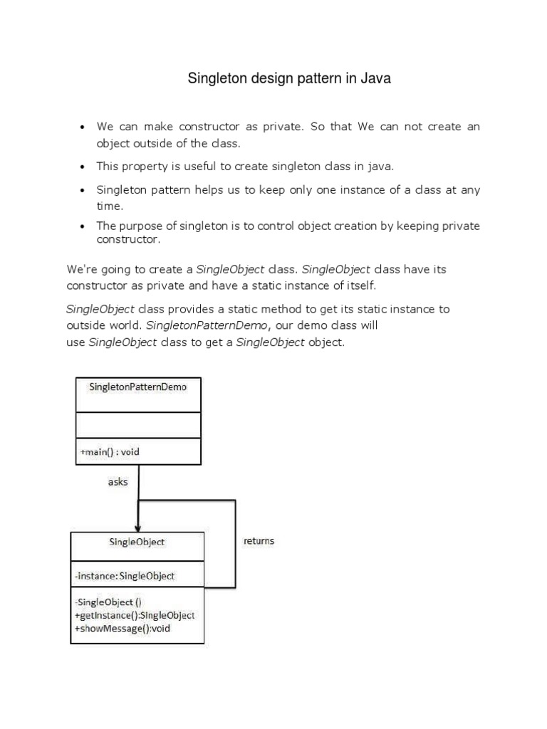 Singleton Pattern Pdf Programming Constructor Object Oriented