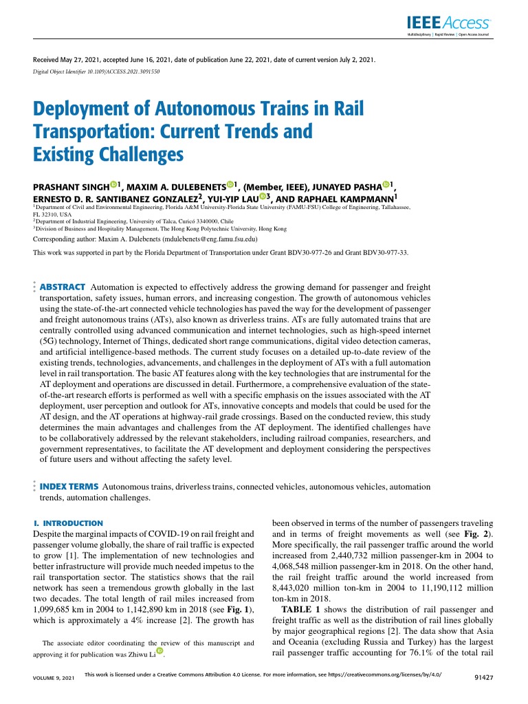 Deployment of Autonomous Trains in Rail Transportation Current Trends ...