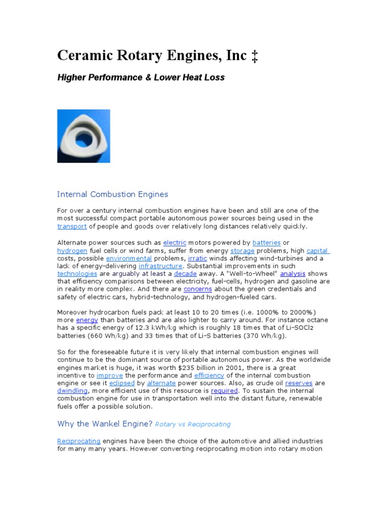 Ceramic Rotary Engines | Download Free PDF | Internal Combustion Engine ...