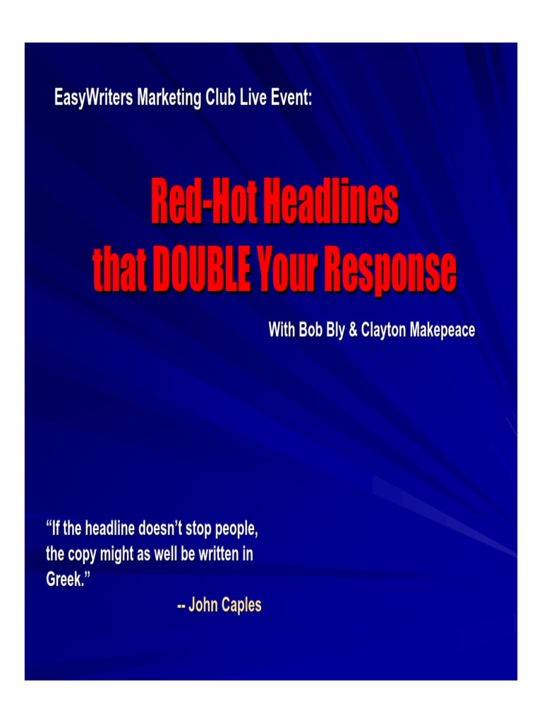 Red-Hot Headlines that DOUBLE Your Response: A Guide to Crafting ...