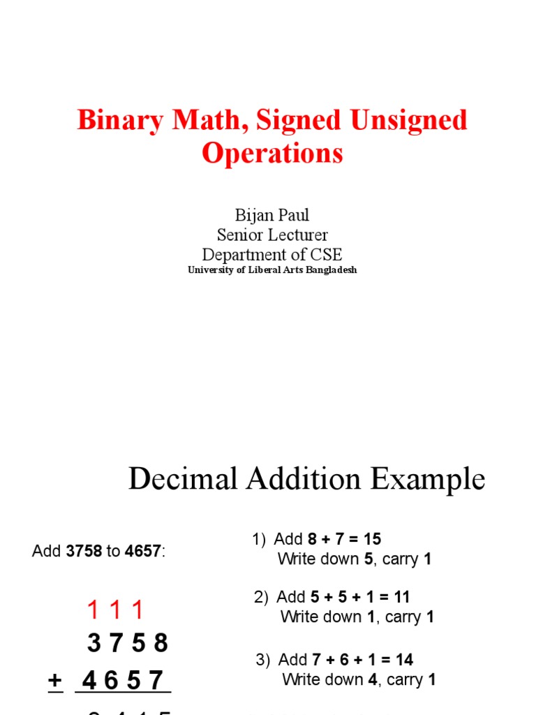 Binary Math, Signed Unsigned Operations | PDF | Elementary Mathematics ...