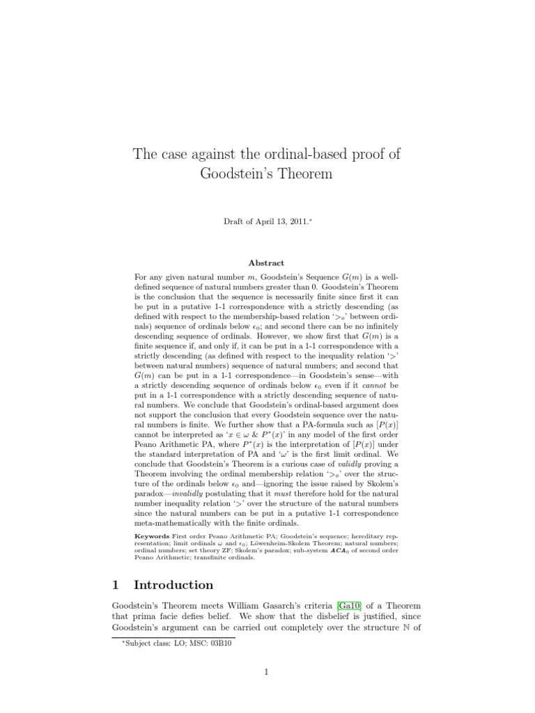 Mathematicians: Goodstein's Theorem | PDF | Natural Number ...