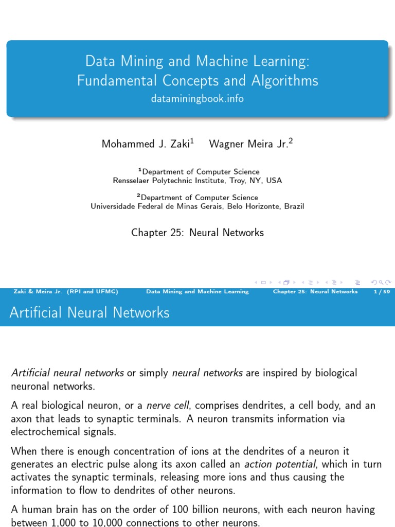 Data Mining and Machine Learning: Fundamental Concepts and Algorithms | PDF | Artificial Neural ...