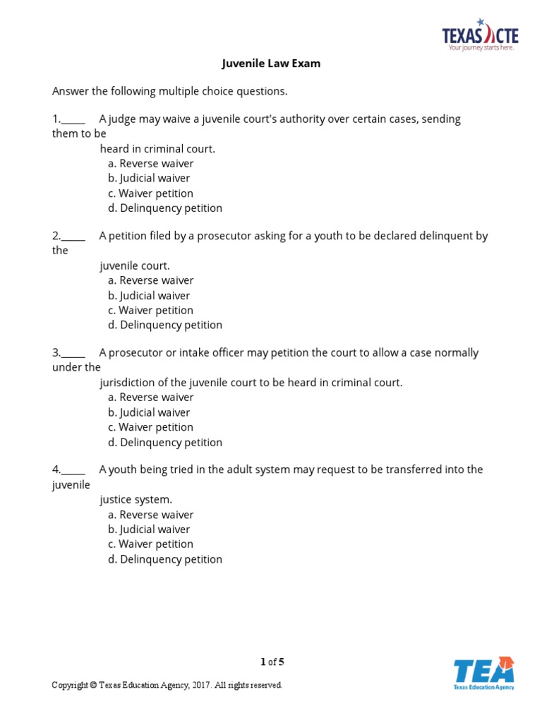 Juvenile Law Exam | PDF | Juvenile Delinquency | Juvenile Court