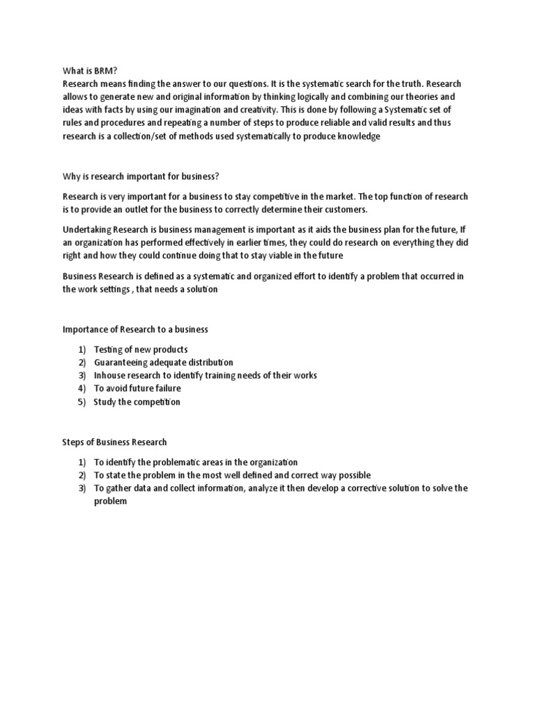 Business Research Methodology Overview | PDF | Sampling (Statistics ...
