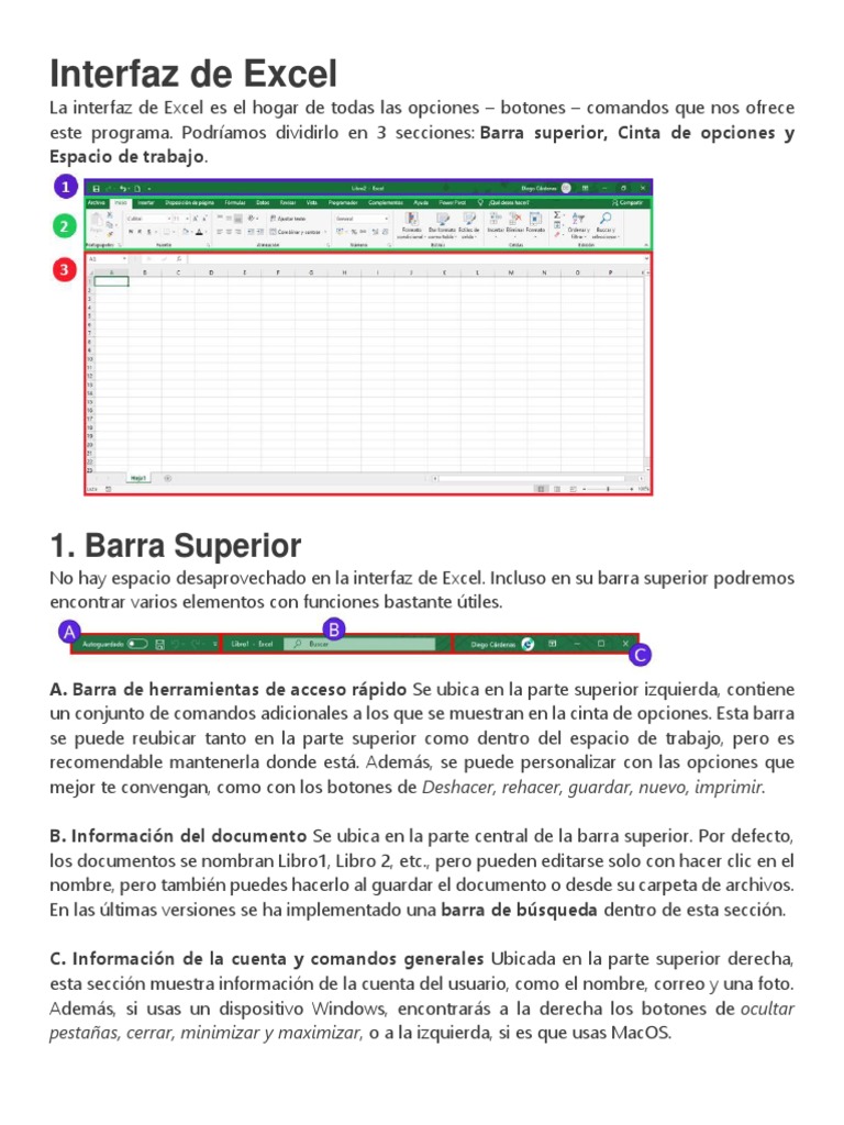 Partes de la Interfaz de Excel 2024 | PDF | Microsoft Excel | Archivo ...