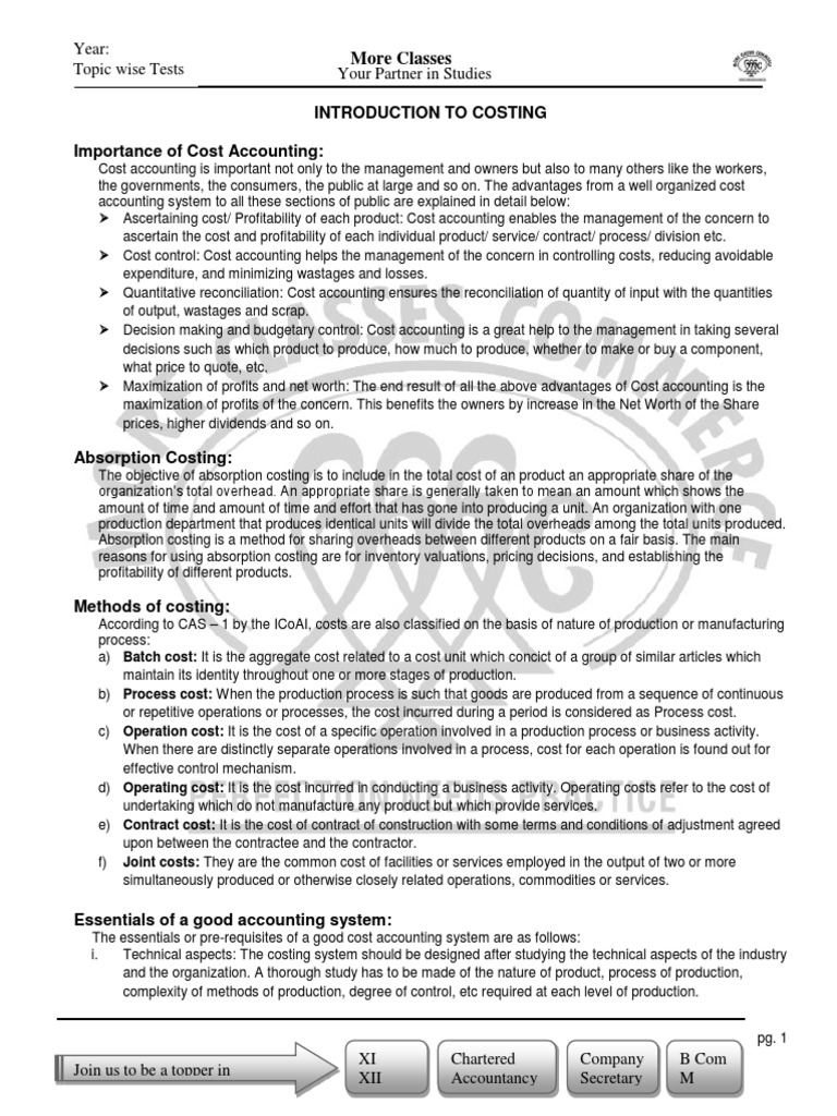 TYBCom Costing Theory Notes | PDF | Inventory | Cost Of Goods Sold