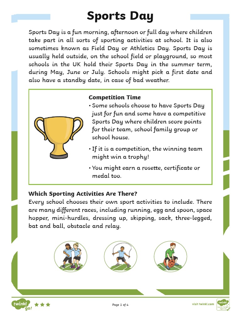 Sports Day Reading Comprehension | PDF