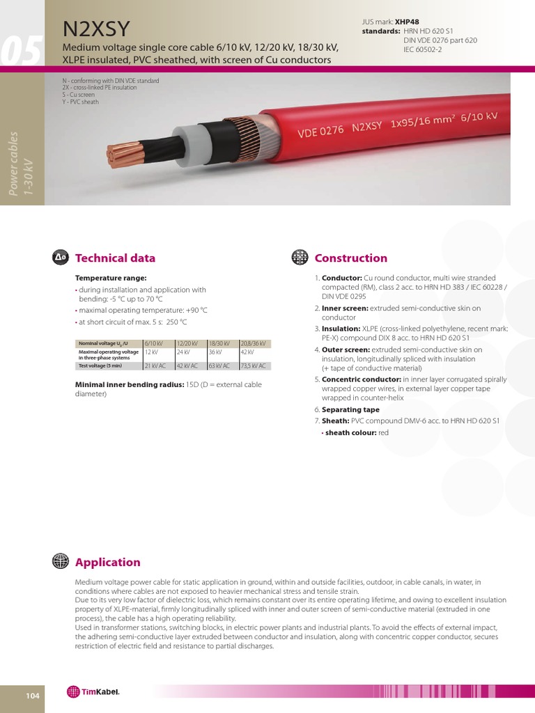 N2Xsy: Technical Data Construction | PDF | Insulator (Electricity ...