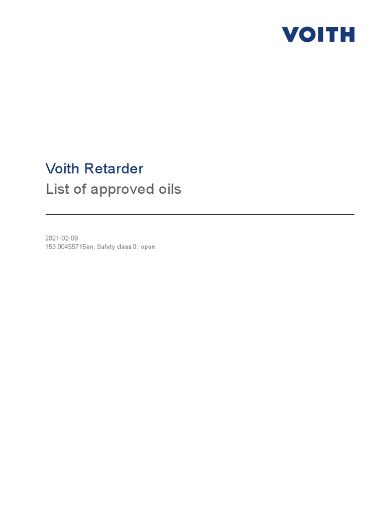 Voith Retarder: List of Approved Oils | PDF | Motor Oil | Exxon Mobil