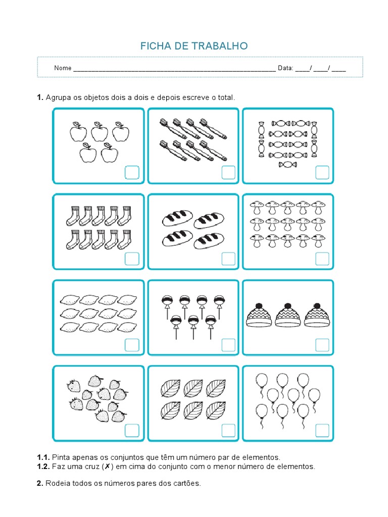 Ficha Matematica 2 Ano Numeros Pares | PDF