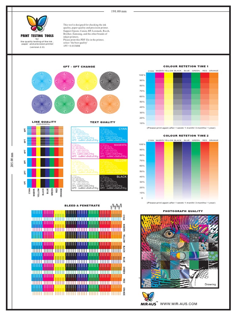 Print Testing Tools: Colour Retetion Time 1 6Pt - 0Pt Change | PDF ...