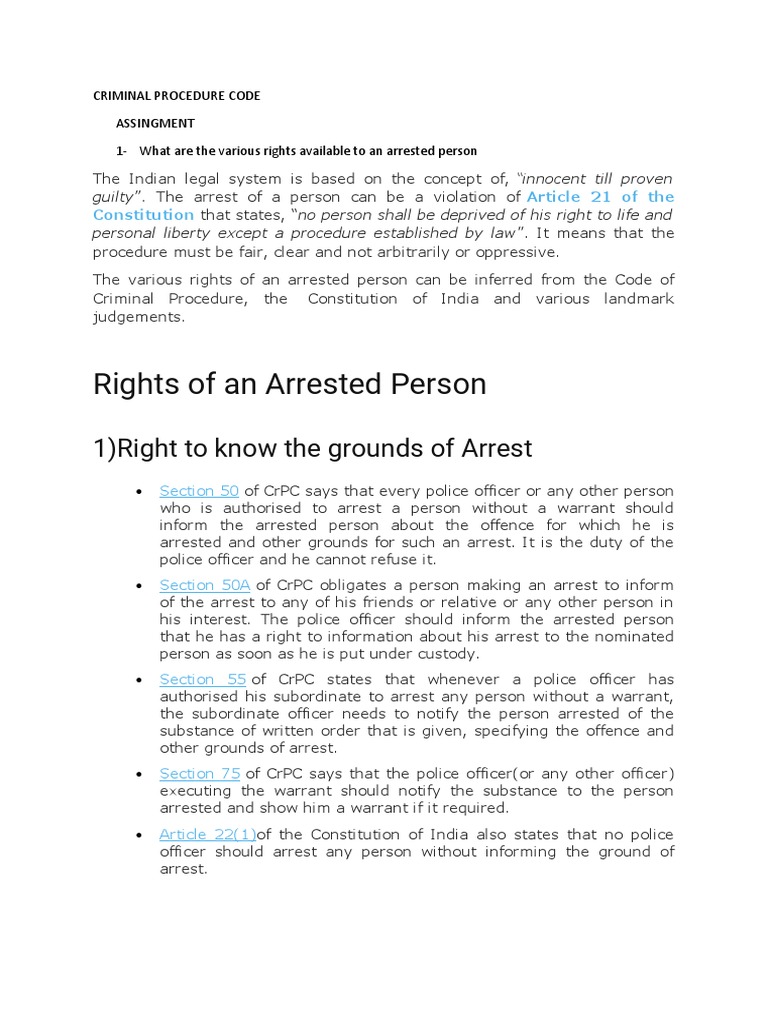 CRPC Assignment | PDF | Arrest | Crime & Violence