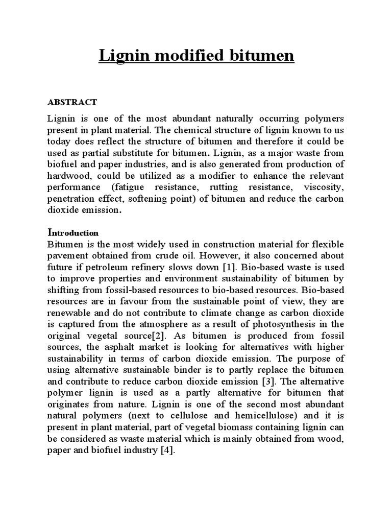 Bio Bitumen Lignin | PDF | Asphalt | Lignin