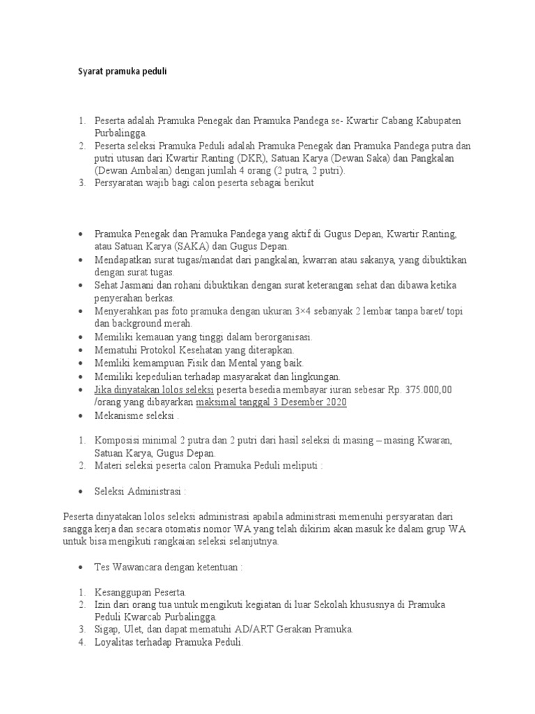 Syarat Pramuka Peduli | PDF