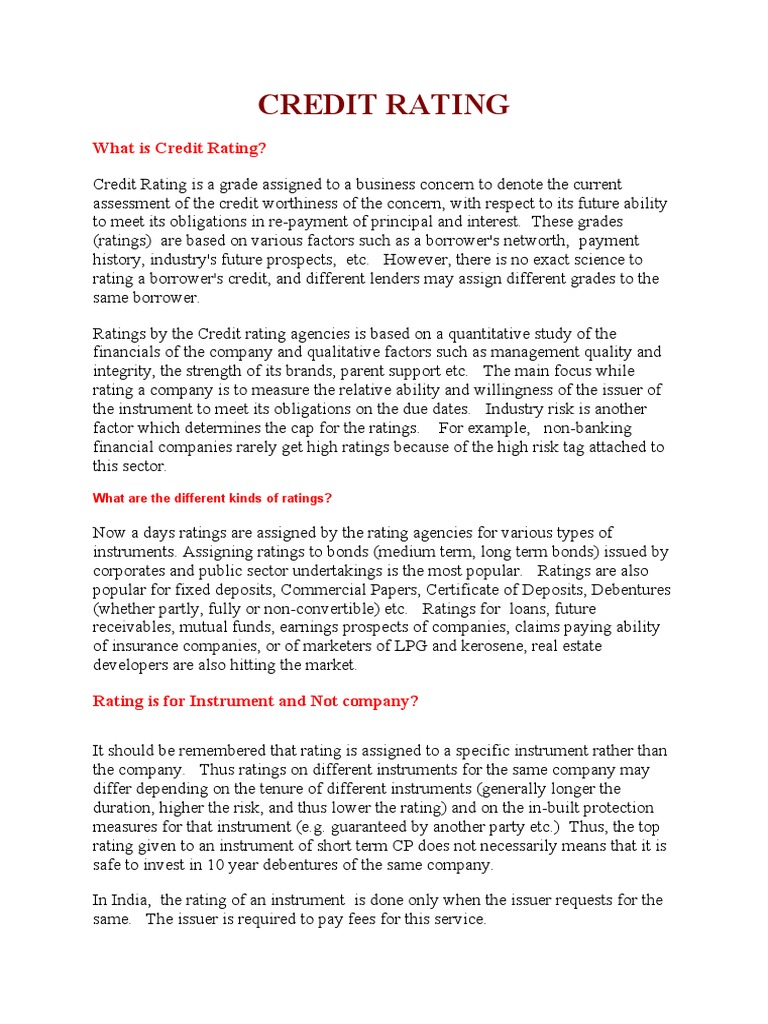 Understanding Credit Ratings Explained | PDF | Debenture | Credit ...