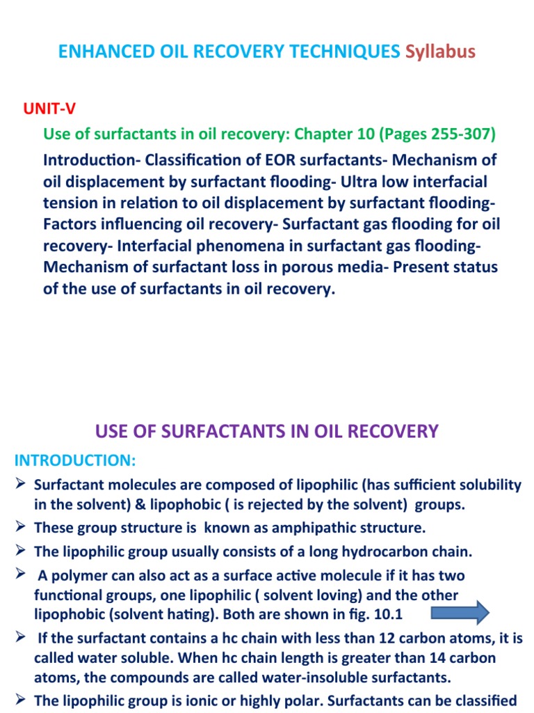 Enhanced Oil Recovery Techniques: Syllabus | PDF | Enhanced Oil ...