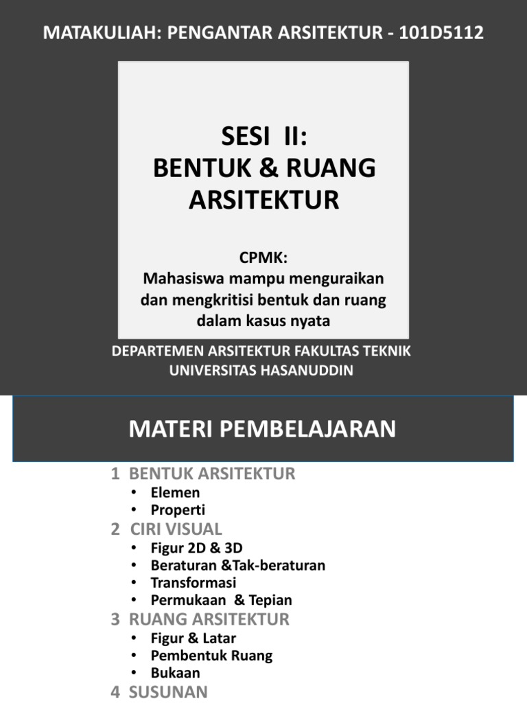 2 MK PENGANTAR ARS - Bentuk & Ruang Arsitektur | PDF