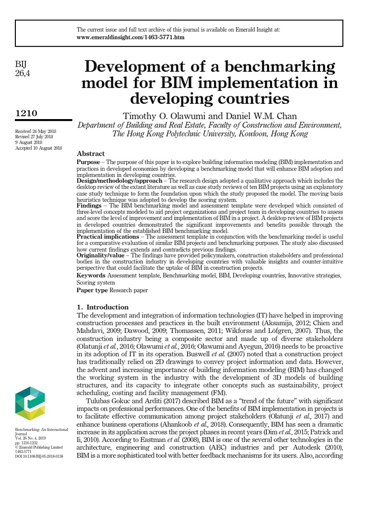 Development of A Benchmarking Model For | PDF | Building Information ...