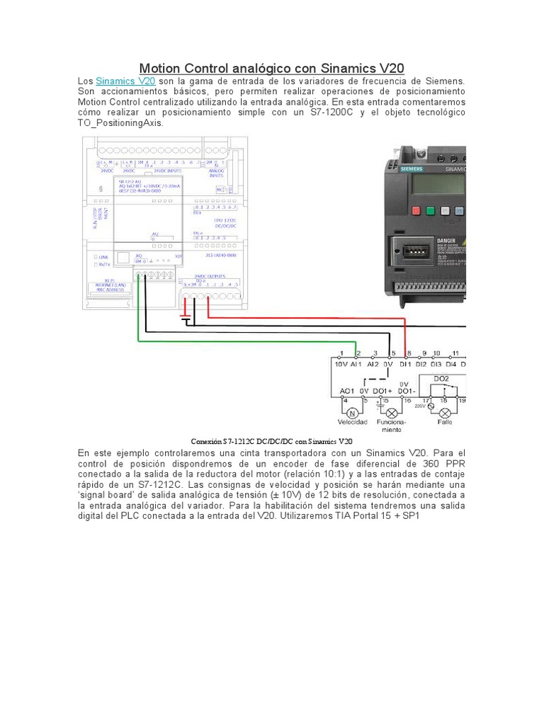 Motion Control Analógico Con Sinamics V20 | PDF | Eje | Aceleración