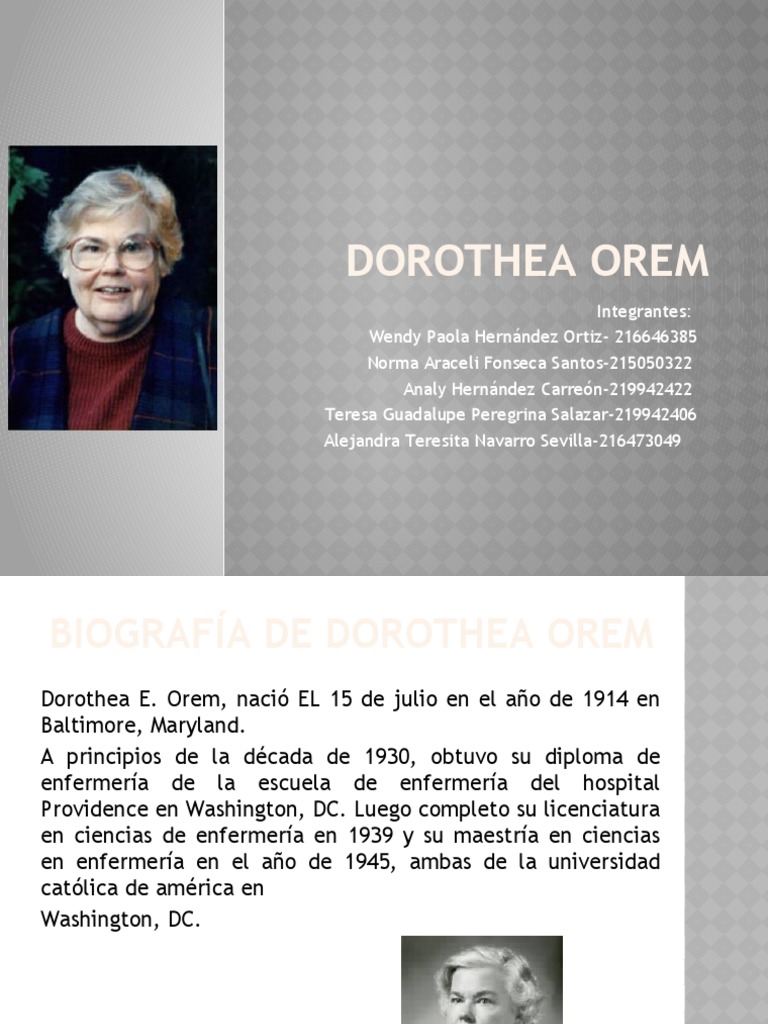 Dorothea Orem | PDF | Enfermería | Cuidado de la salud