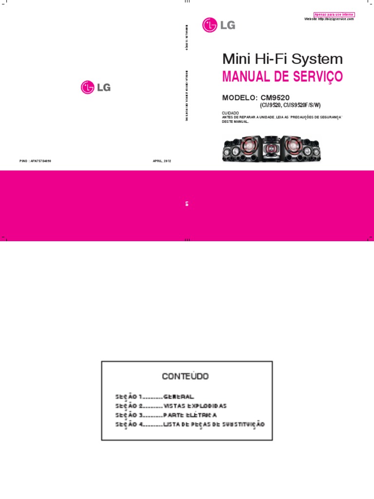 LG CM9520,++CMS9520F S W | PDF | Eletricidade | Eletrostática