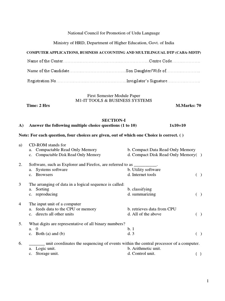Computer Applications, Business Accounting and Multilingual DTP (Caba ...