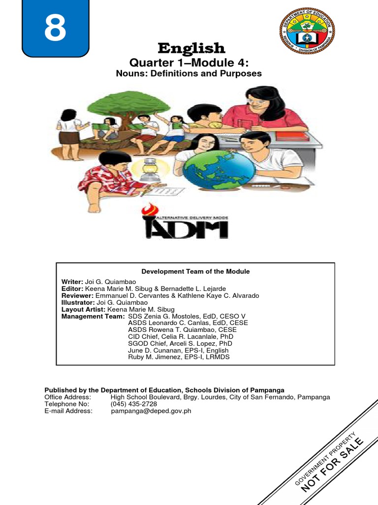 English8 Q1 Mod4 Nouns v1 | PDF | Verb | Part Of Speech