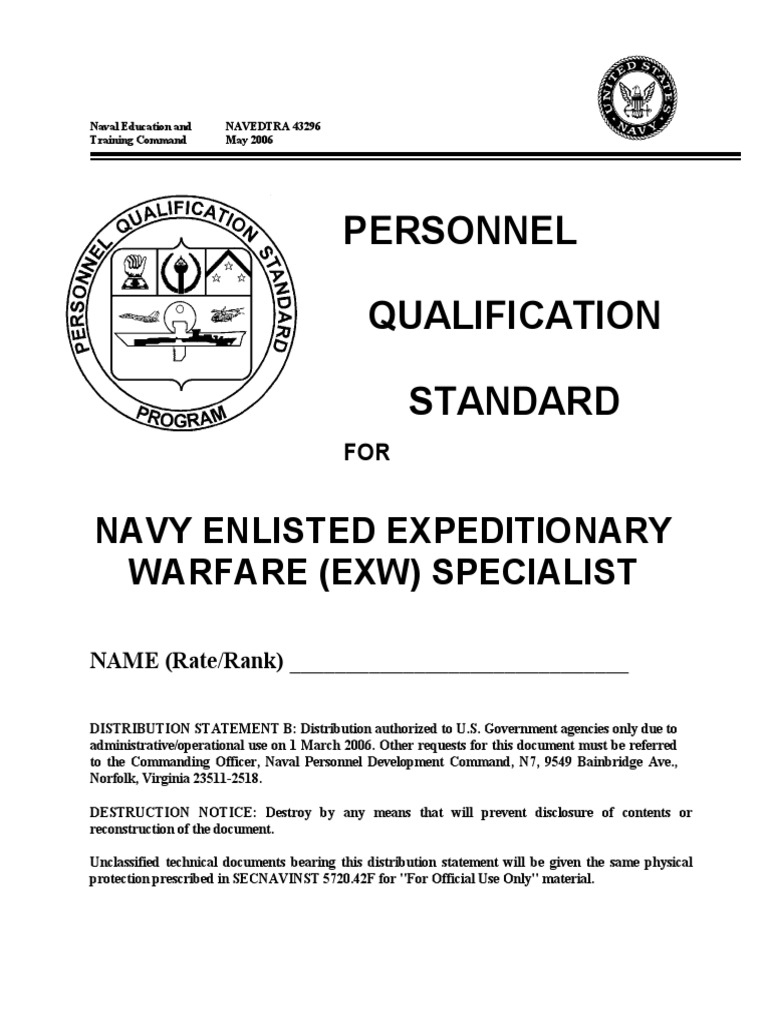 Navy Enlisted Expeditionary Warfare PQS | PDF | Navies | United States Navy