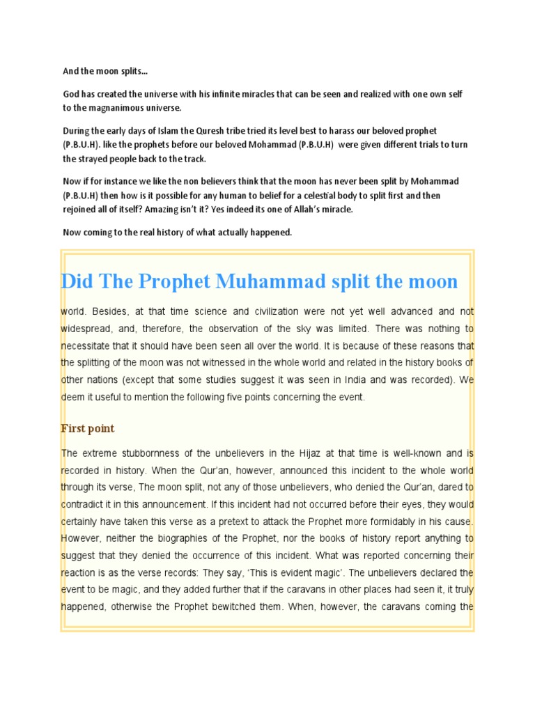 And The Moon Splits | PDF | Prophets And Messengers In Islam | Muhammad