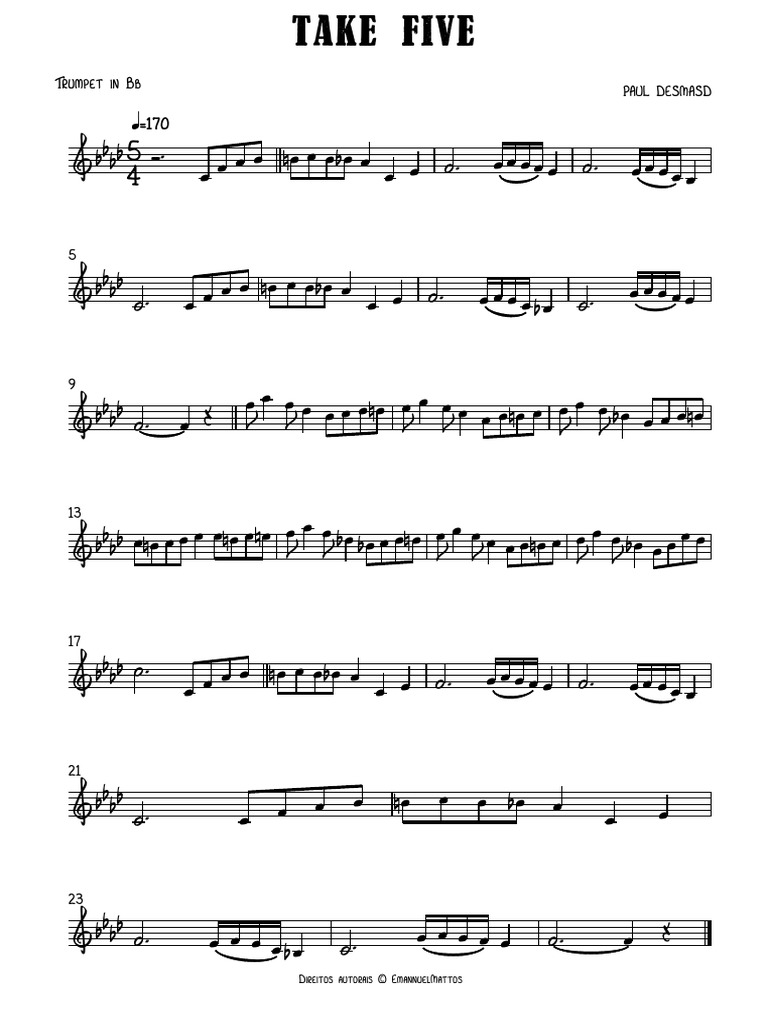 Take Five - Trumpet in BB | PDF