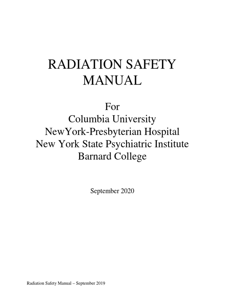 Columbia University Radiation Safety Manual | PDF | Radiation ...