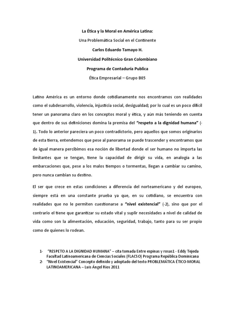 La Ética y La Moral en América Latina | PDF | Moralidad | America latina