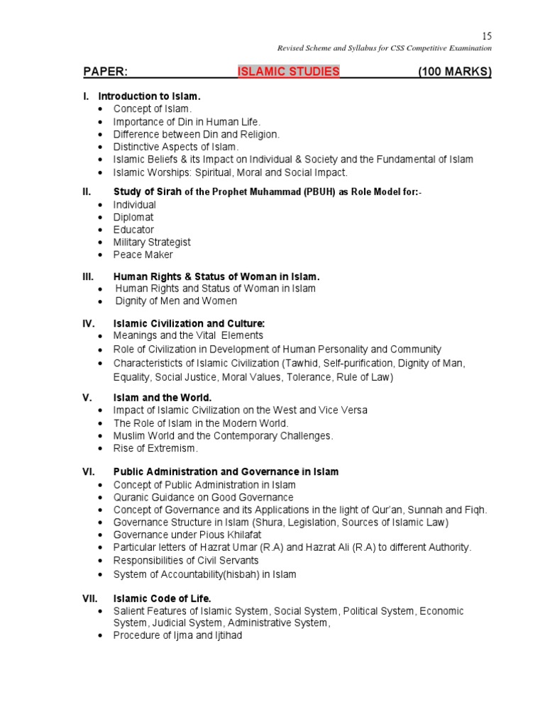 Css Subject Islamic Studies Syllabus Download | PDF | Abrahamic ...