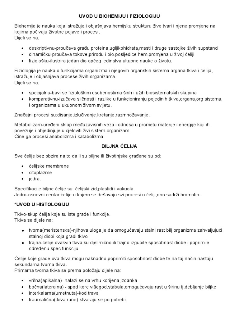 Biohemija I Fiziologija | PDF