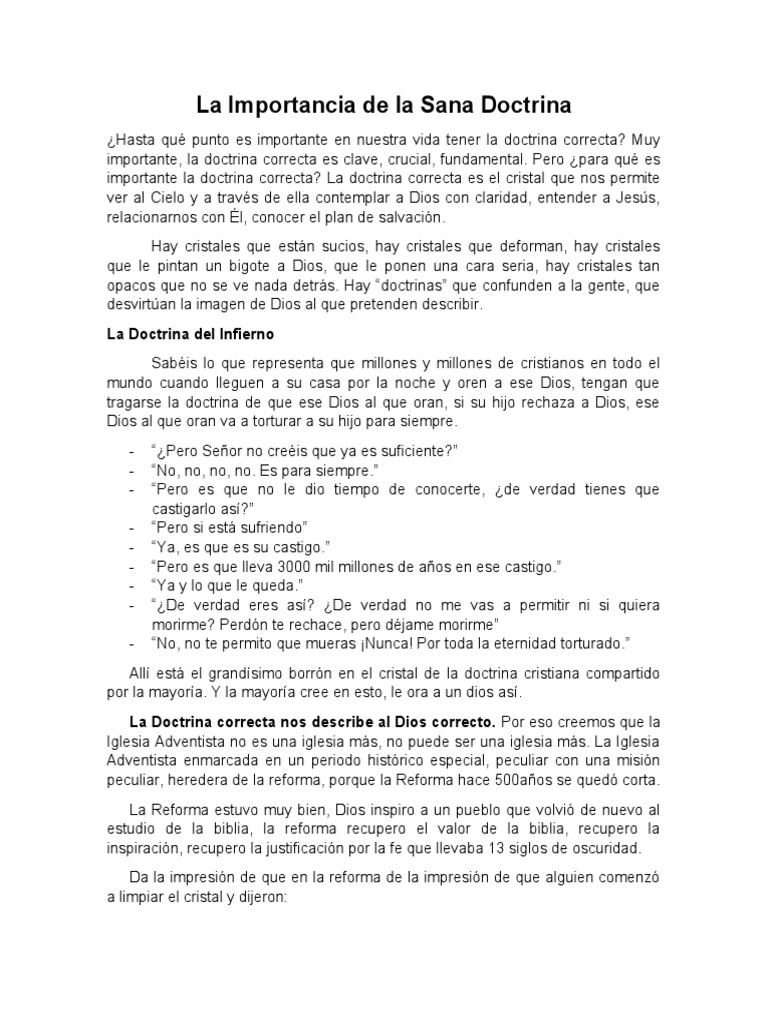 La Importancia de La Sana Doctrina | PDF | Jesús | Dios