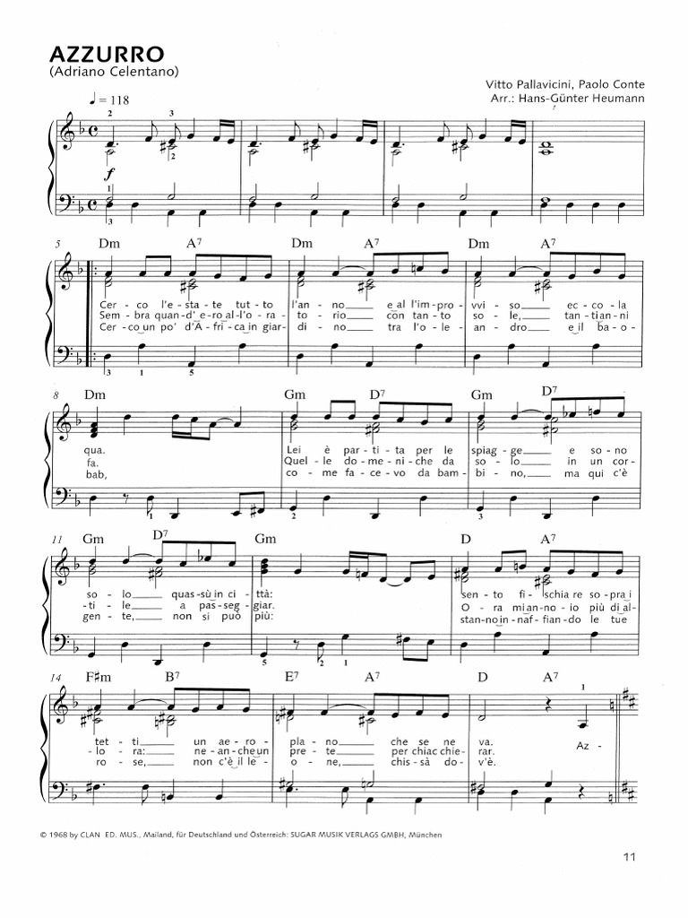 Adriano Celentano-Azzurro-SheetsDaily | PDF