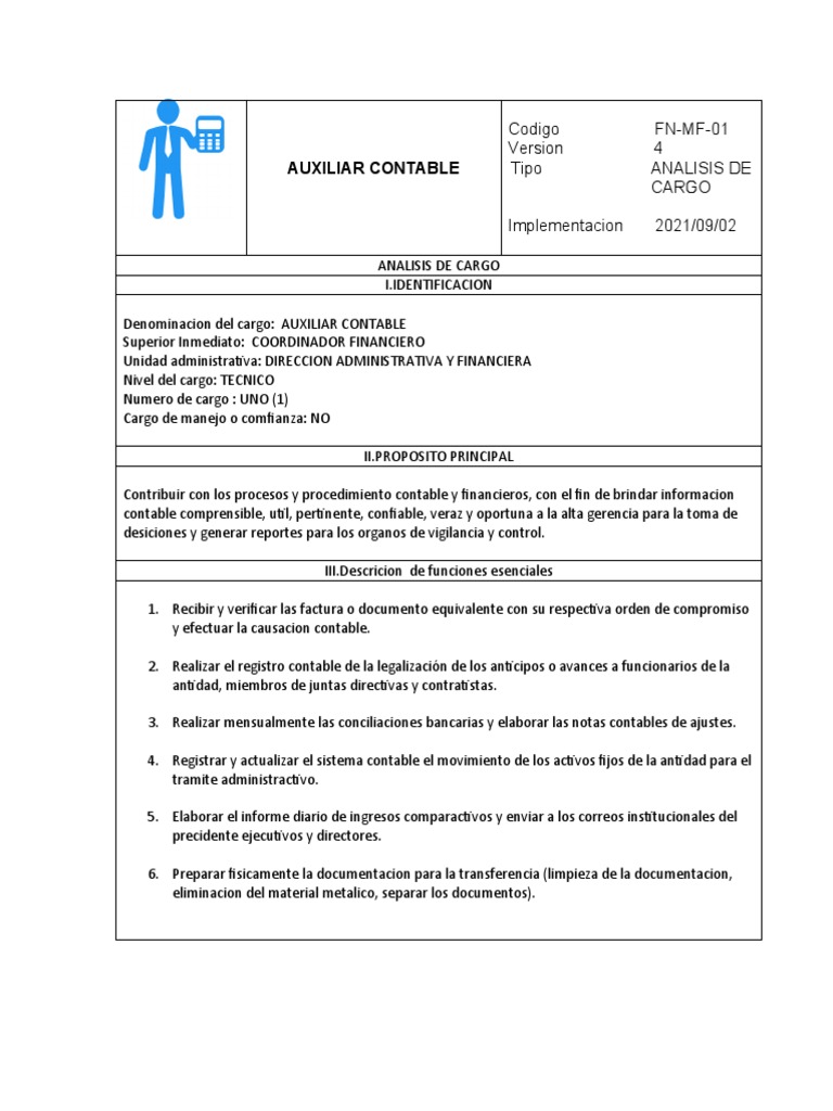 Plantilla Auxiliar Contable | PDF