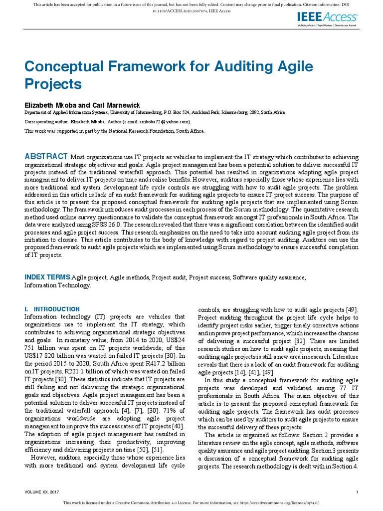 Conceptual Framework For Auditing Agile Projects | PDF | Agile Software Development | Scrum ...