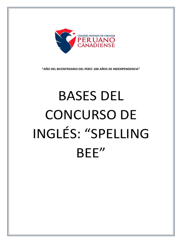 Bases Del Concurso Spelling Bee | PDF | Perú | Estudiantes